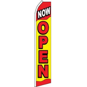 Now Open, Red, Yellow Blade Banner 11.5'x2.5' – Flag Outlet Ltd.